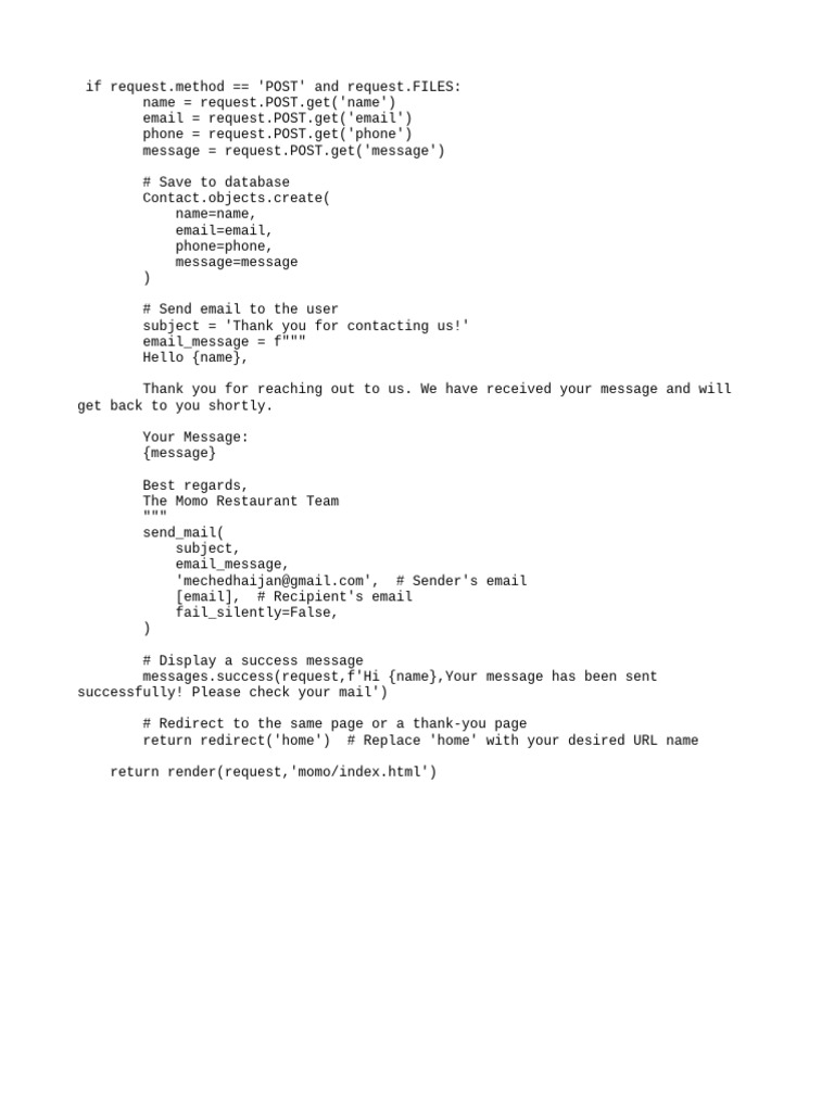 Handling POST Request for Contact Form | PDF