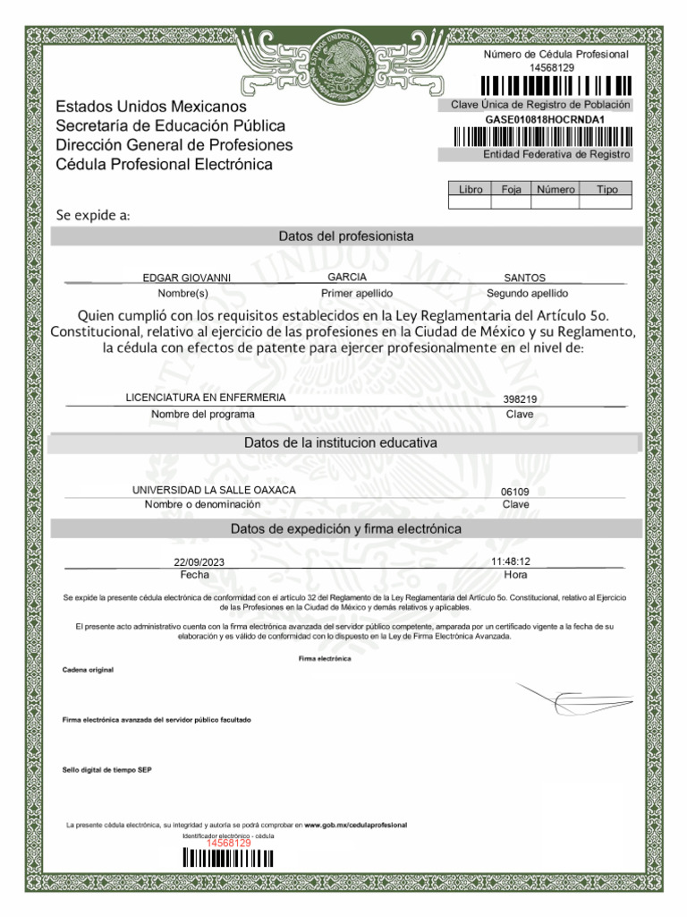 Cedula Profesional Edgar | PDF