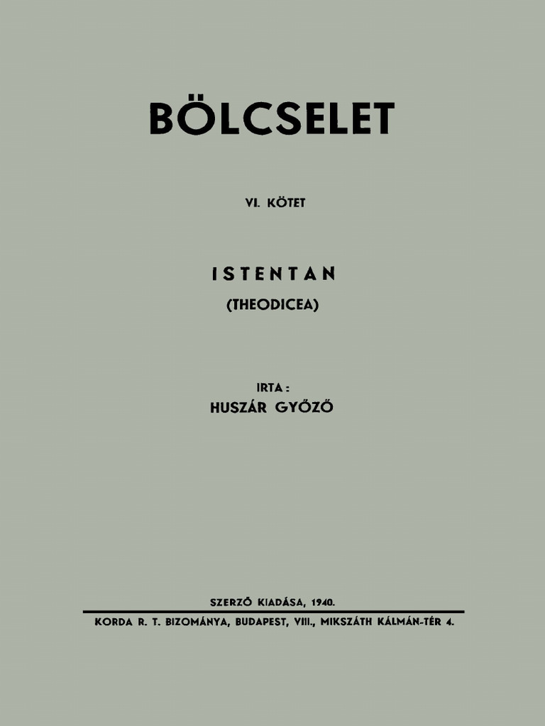 Huszar Gyozo Bolcselet 6 Istentan Facsimile | PDF