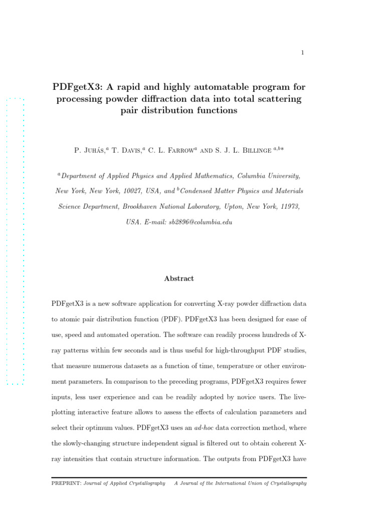 A Rapid and Highly Automatable Program For Processing Powder Diffraction Data | PDF | Command ...
