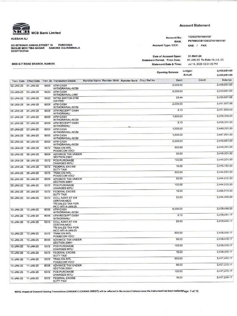 Acc Statement PDF | PDF