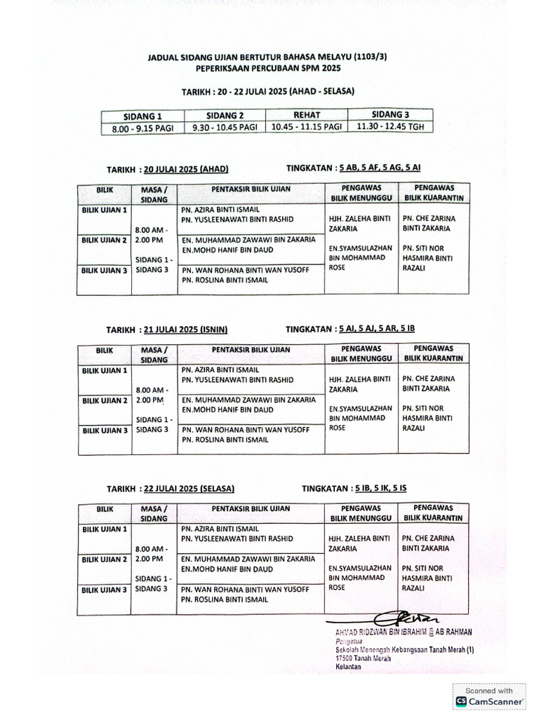 Jadual Sidang Ubbm Peperiksaan 2025 | PDF