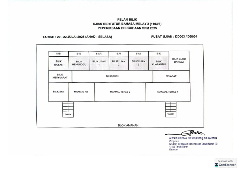 Pelan Bilik Ubbm Percubaan SPM 2025 | PDF