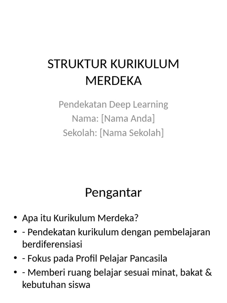 Struktur Kurikulum Merdeka Deep Learning | PDF