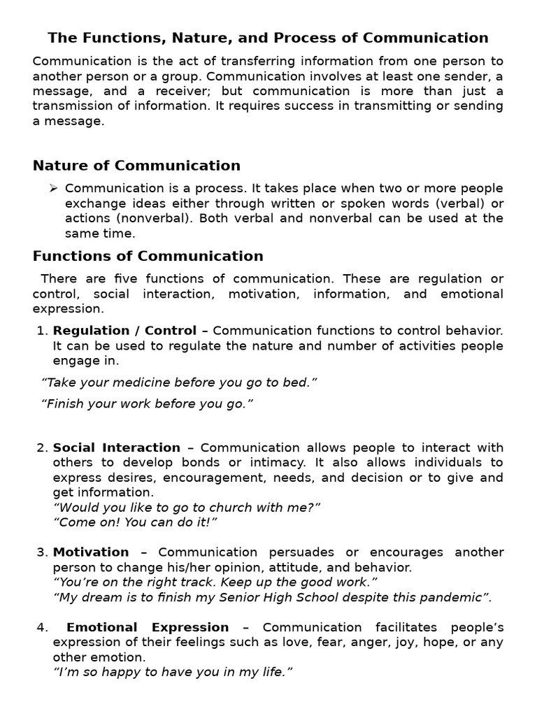 The Functions AND Nature of Commu. | PDF