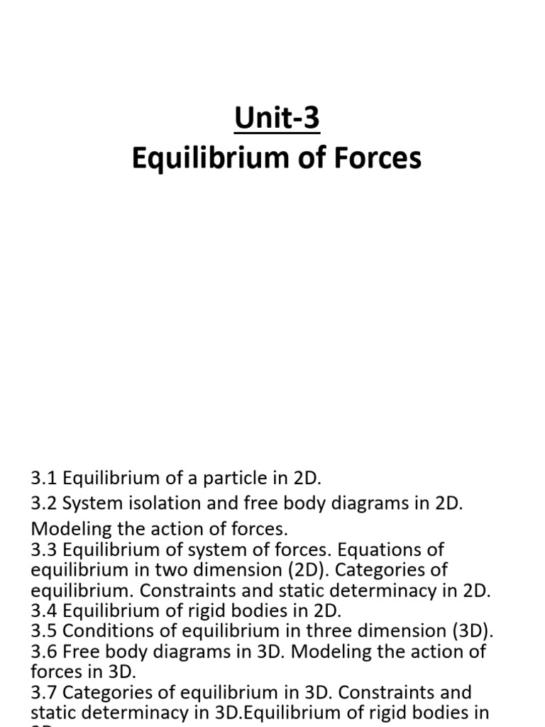 Equilibrium of Forces in 2D and 3D | PDF