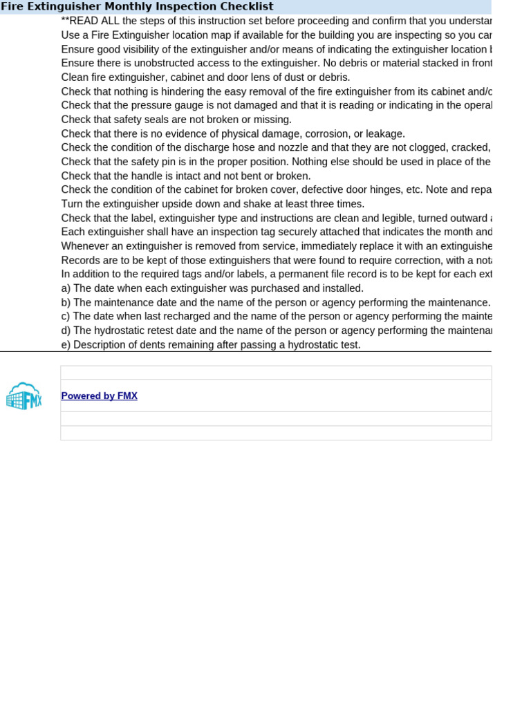 Monthly Fire Extinguisher Inspection Guide | PDF