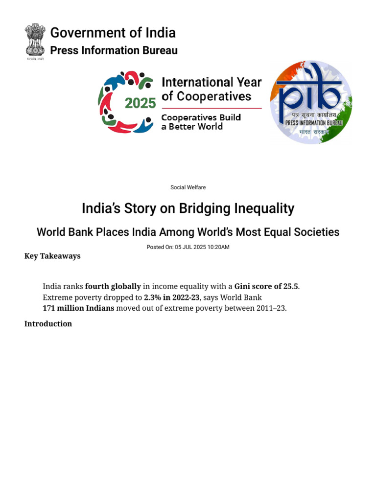 Press Note Details - Press Information Bureau | PDF | Gini Coefficient ...