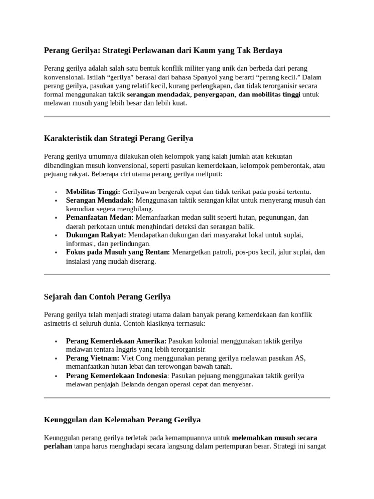 Strategi dan Ciri Perang Gerilya | PDF