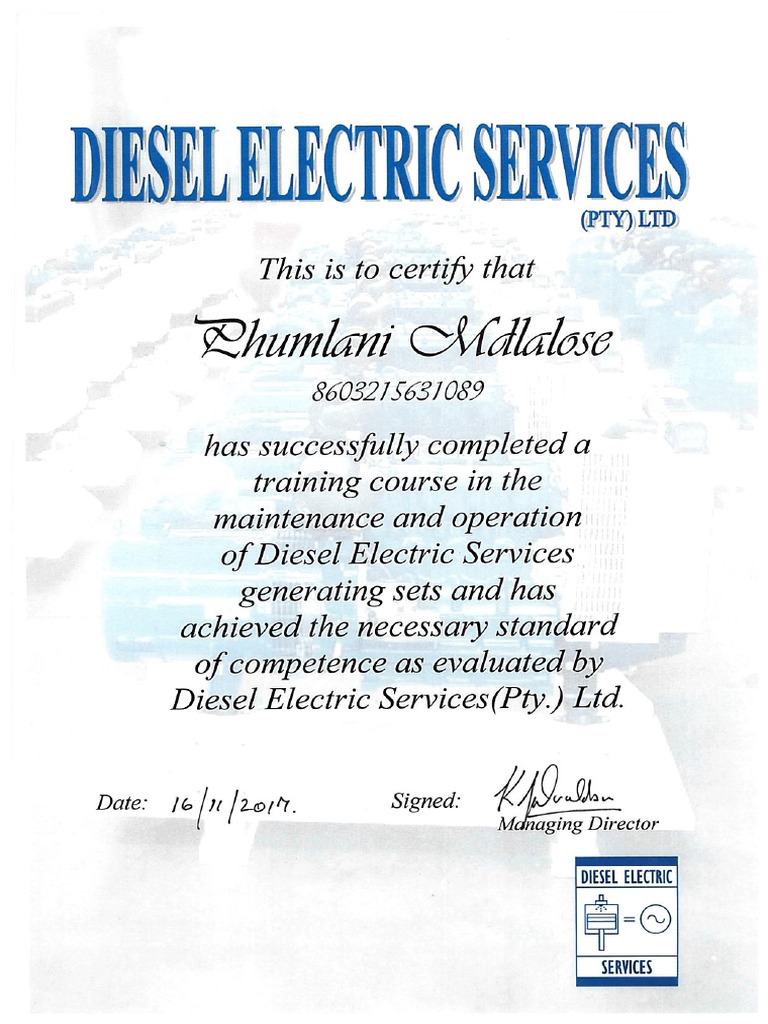 Diesel Industrial Generators Training | PDF
