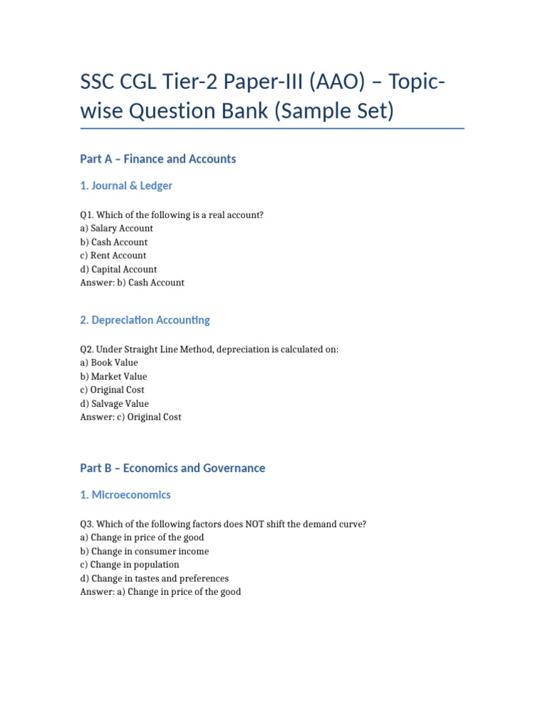 SSC CGL Tier-2 Question Bank Sample | PDF