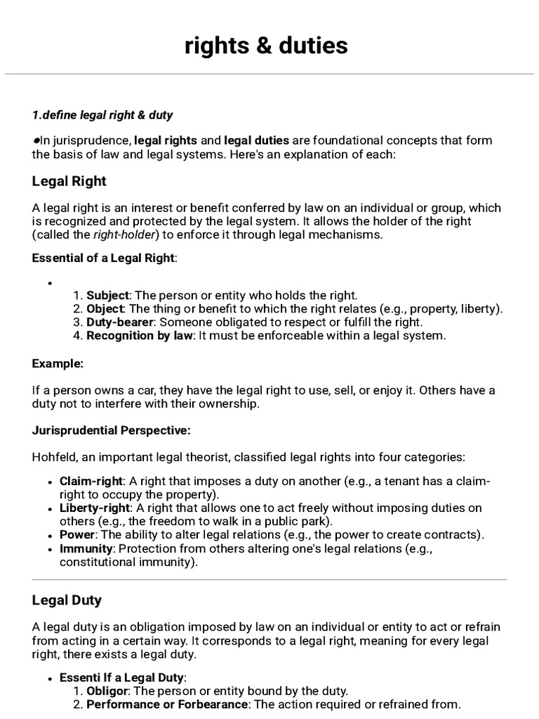 Understanding Legal Rights and Duties | PDF | Rights | Jurisprudence
