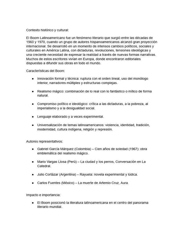 El Boom Latinoamericano | PDF