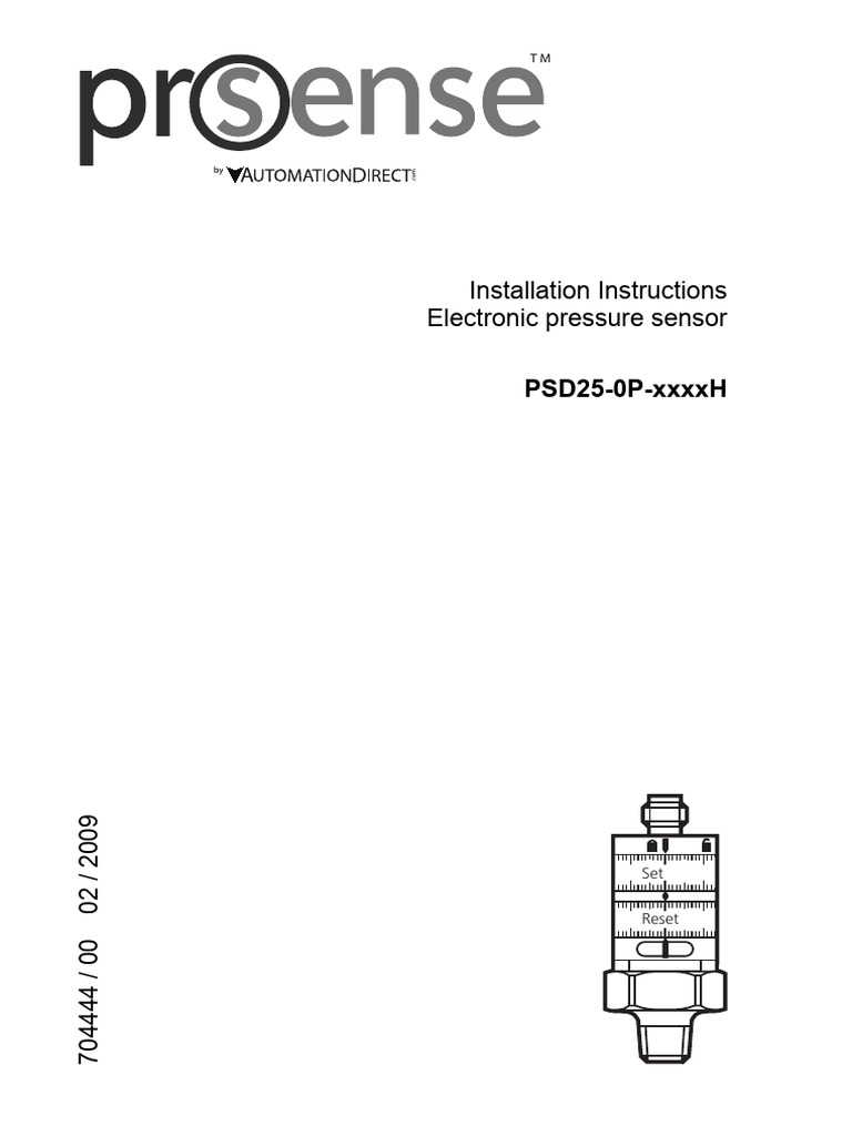 PSD25 Pressure Sensor Installation Guide | PDF | Electrical Equipment ...