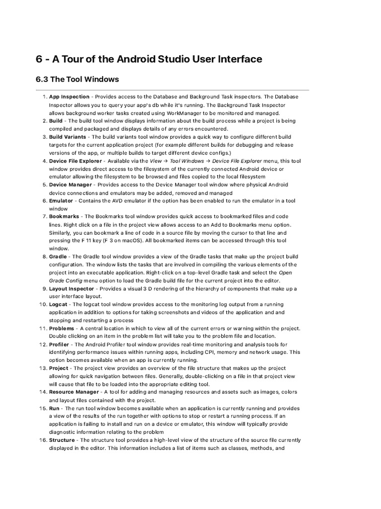 6 - A Tour of The Android Studio User Interface | PDF | Mobile App | Window (Computing)