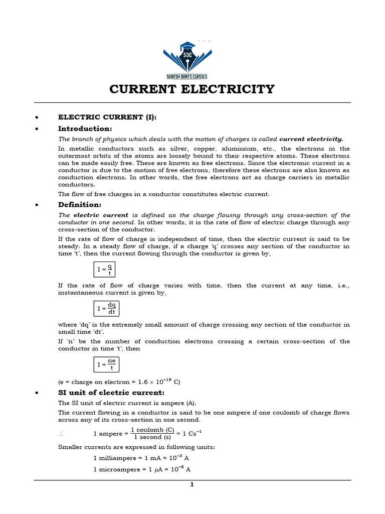 Understanding Electric Current Basics | PDF | Electric Current ...