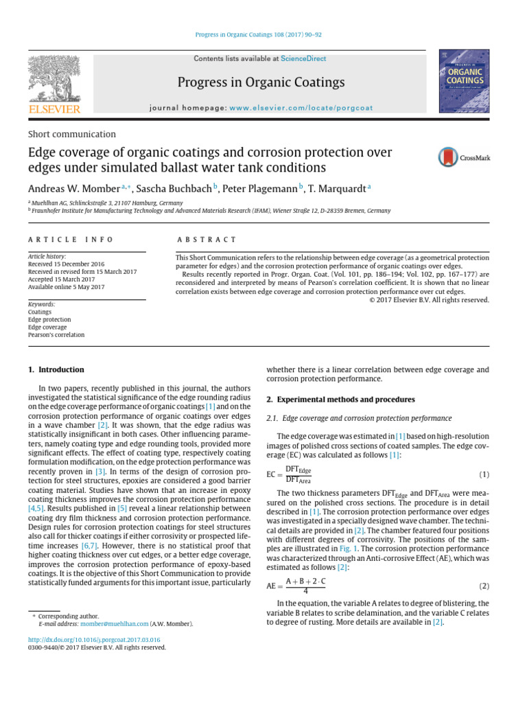 Momber (2017) Edge Coverage of Organic Coatings and Corrosion ...