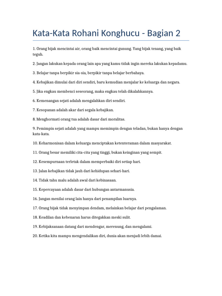 Kata Rohani Konghucu 2 | PDF