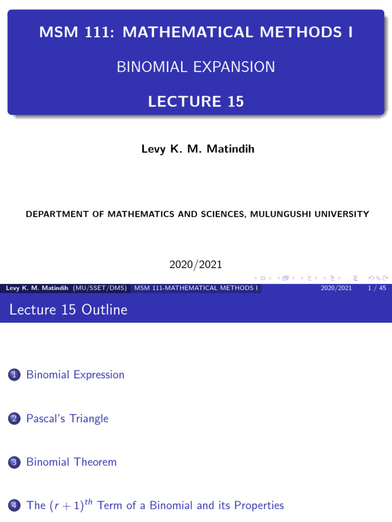 Binomial Expansion Methods Explained | PDF | Discrete Mathematics ...