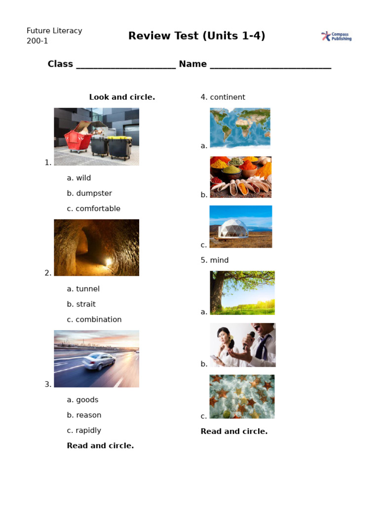 Future Literacy Review Test Units 1-4 | PDF | Moose