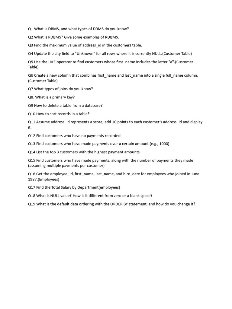 SQL Assignment 1 | PDF