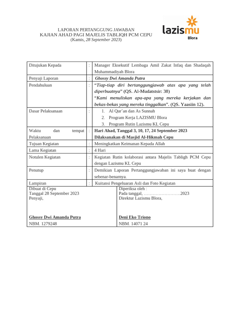 c3 Laporan Pertanggung Jawaban | PDF