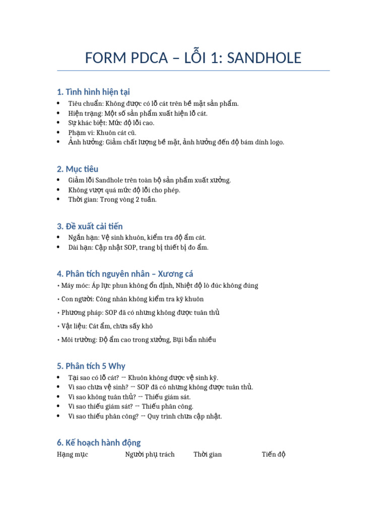PDCA Full TiengViet Format Dep | PDF