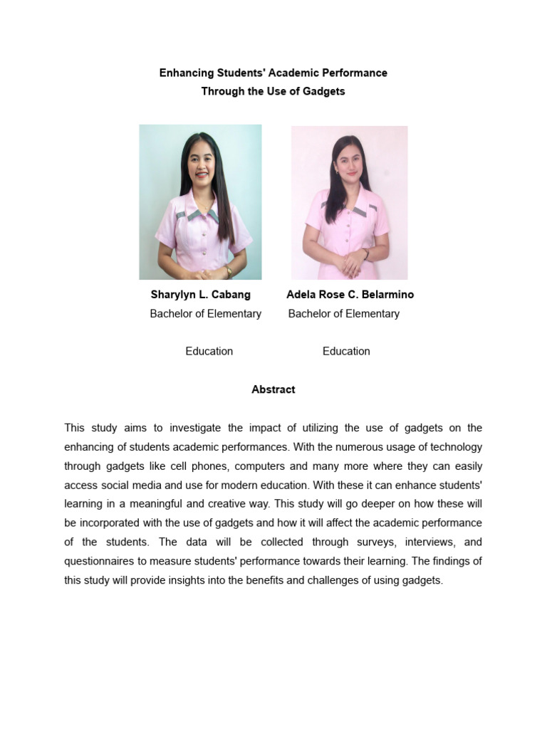 Enhancing Academic Performance with Gadgets | PDF | Teachers | Methodology