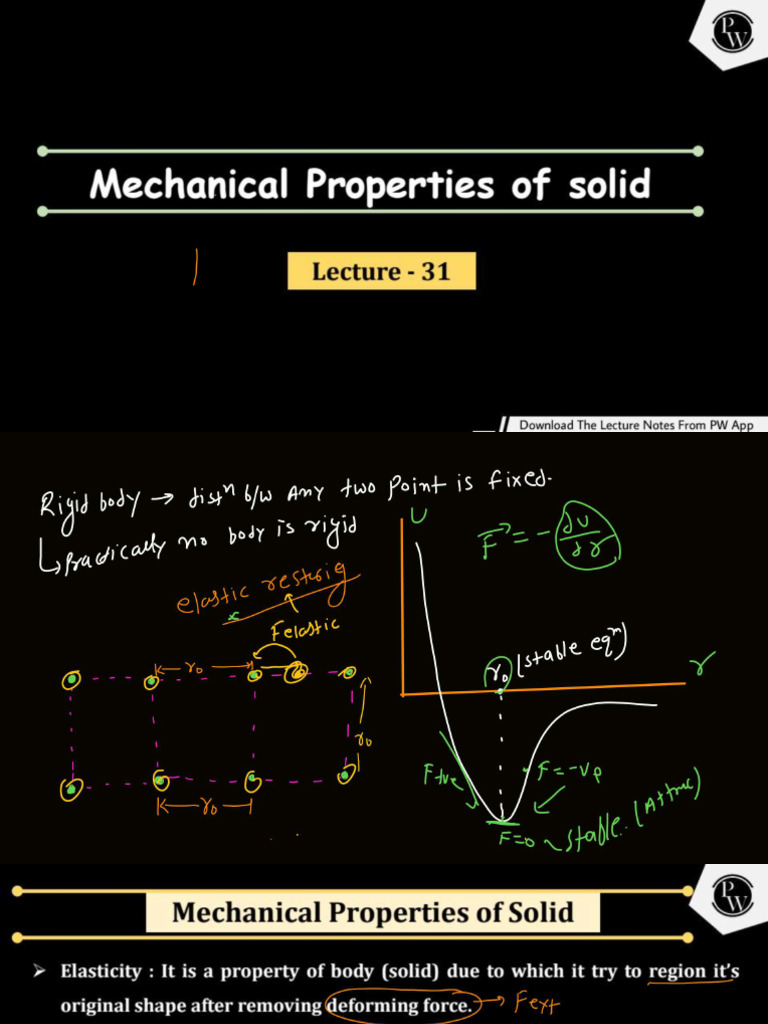 Mechanical Properties of Solid Complete Lecture Manish Raj Sir English | PDF