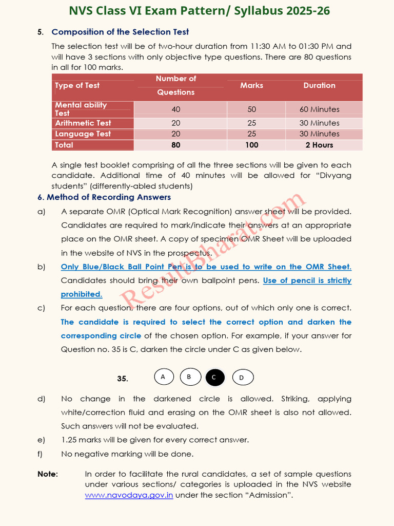 NVS Class 6 Syllabus 2025 | PDF | Arithmetic | Mathematics