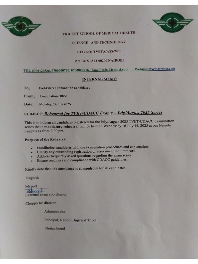 Tvet-Cdacc July 2025 Rehearsal | PDF