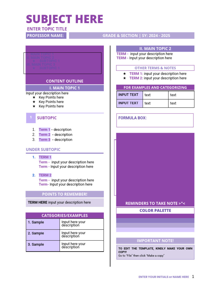 Free Transes Template for Notes | PDF