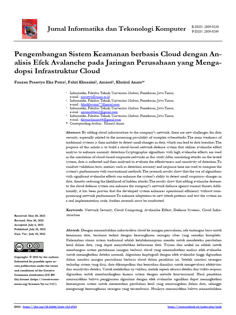 111-118 Pengembangan Sistem Keamanan Berbasis Cloud Dengan Analisis Efek Avalanche Pada Jaringan ...