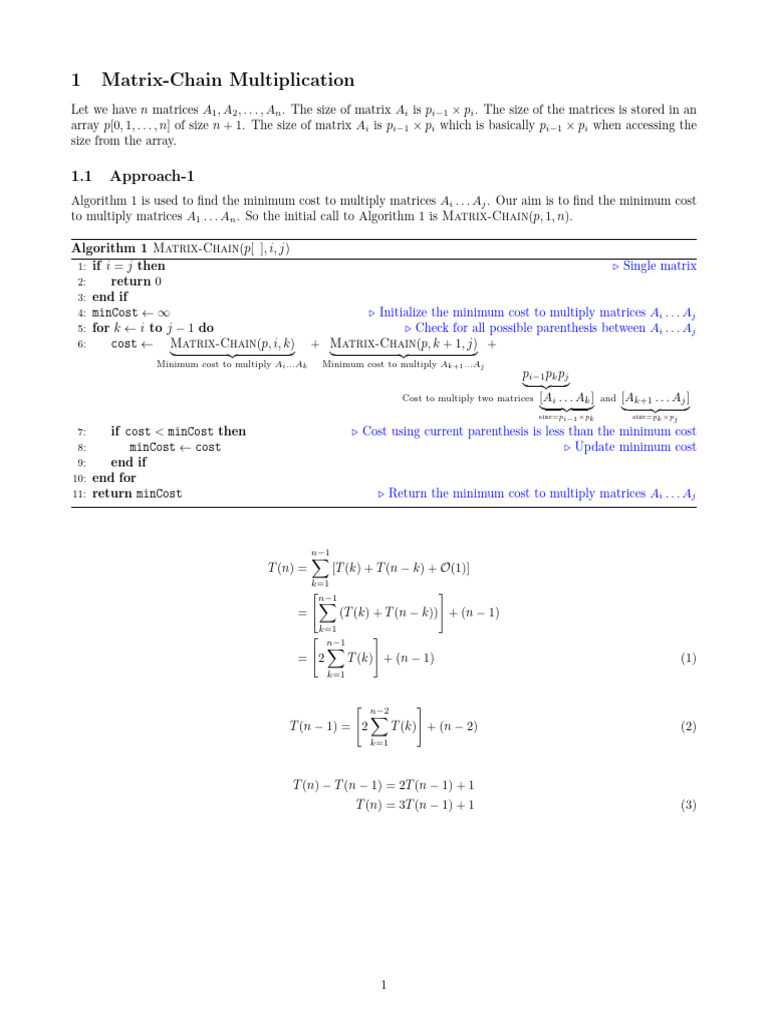 Matrix Chain Multiplication | PDF | Matrix (Mathematics) | Mathematical Analysis