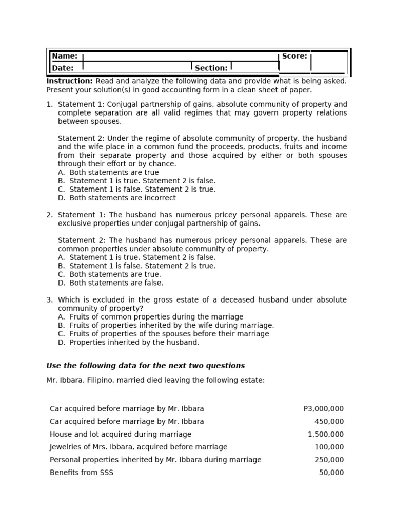 Theory and Problem Solving - Business Tax Property Regime | PDF ...