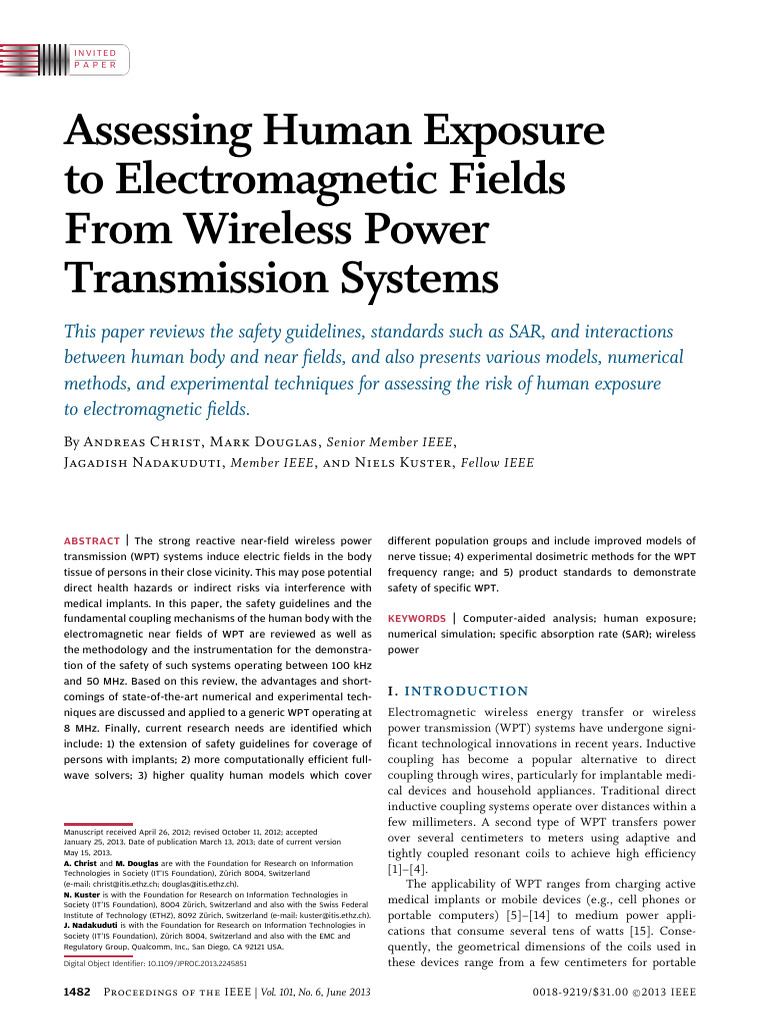 Assessing Human Exposure To Electromagnetic Fields From Wireless Power ...