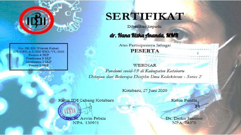 E-Sertifikat Webinar Series 2 IDI Cab. KTB | PDF