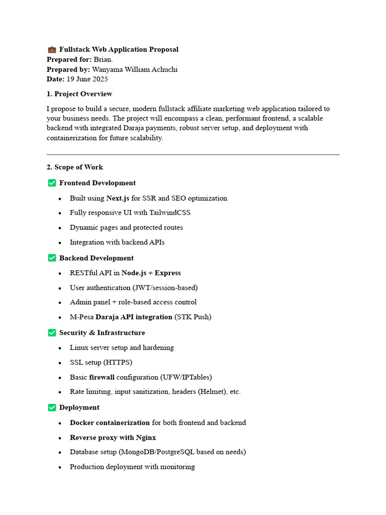 Fullstack Web Application Proposal | PDF