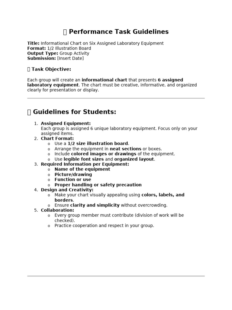 ? Performance Task Guidelines and Rubrics | PDF