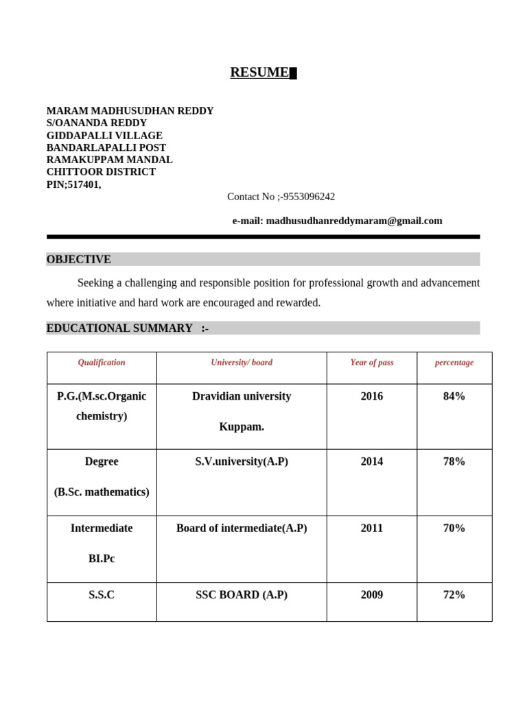 Naukri MaramMadhusudhanreddy (0y 0m) | PDF