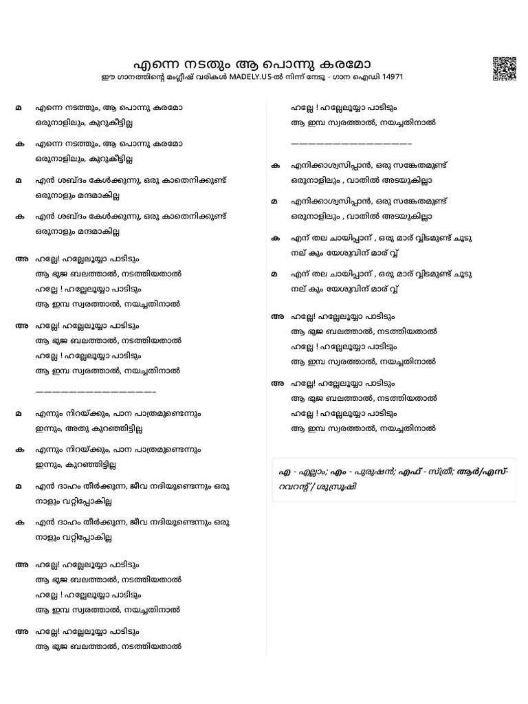 Enne Nadathum Aa Ponnu Karamo Malayalam & Manglish Lyrics - MADELY ...