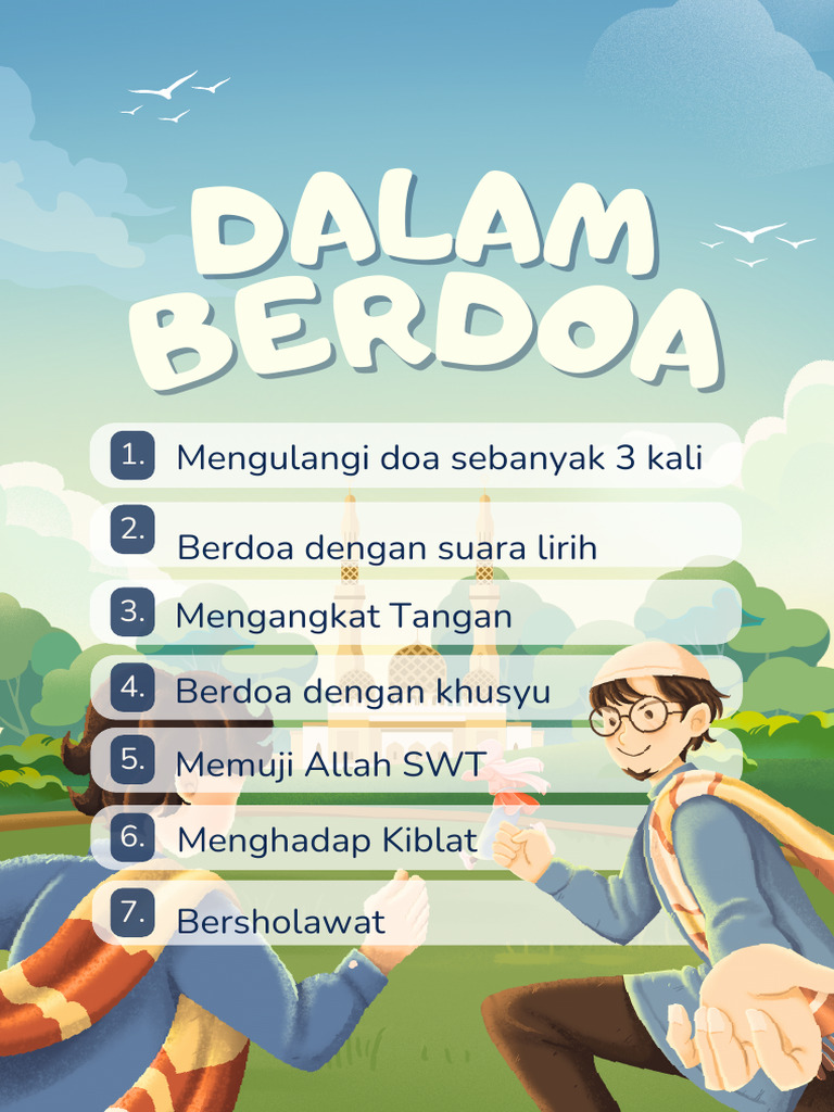 Biru Putih Ilustrasi Adab Berdoa Poster | PDF
