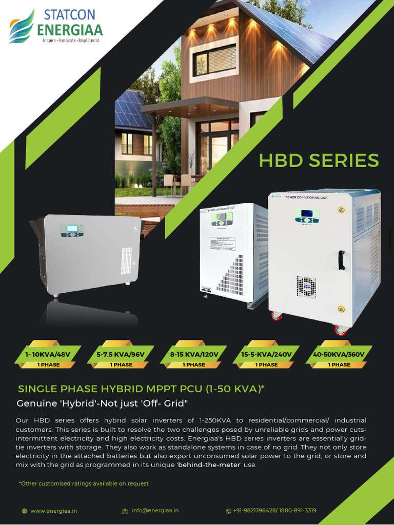 HBD Series - Statcon Energiaa Hybrid Inverter - 1 Phase - Datasheet ...