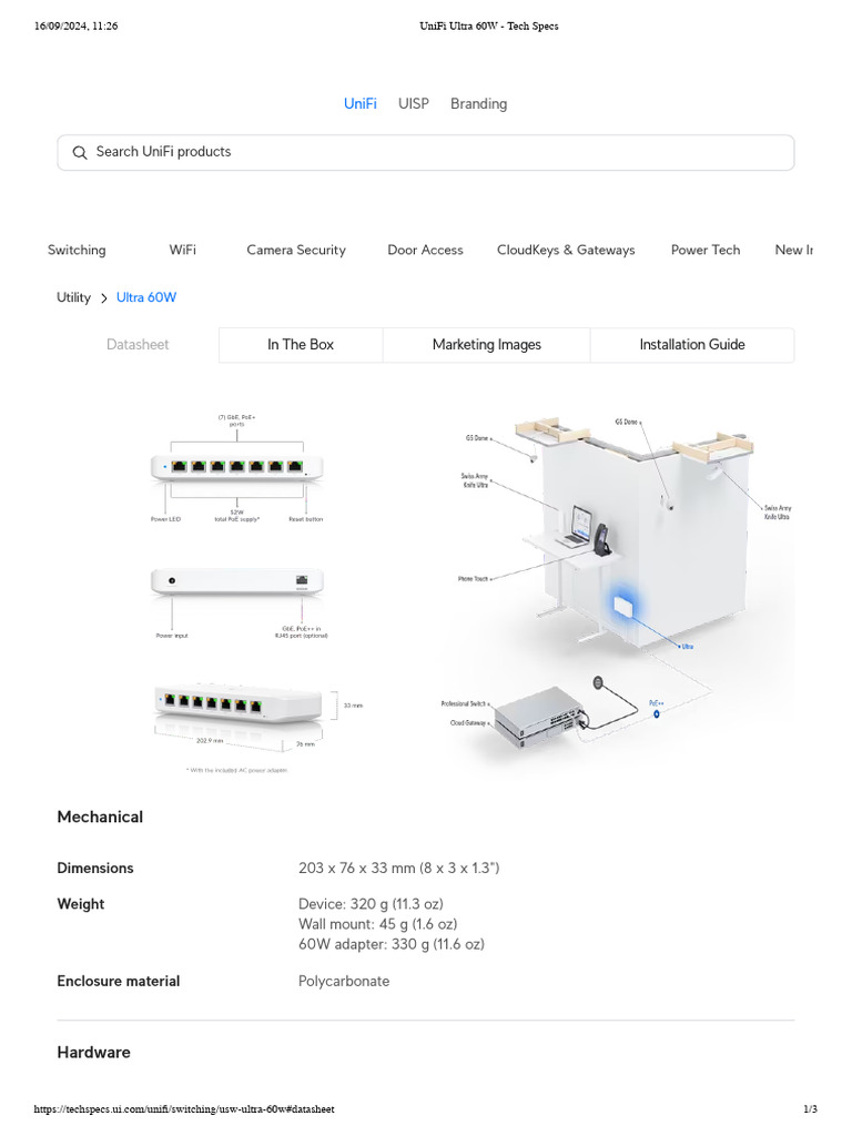 UniFi Ultra 60W Technical Specifications | PDF | Computing | Computer ...