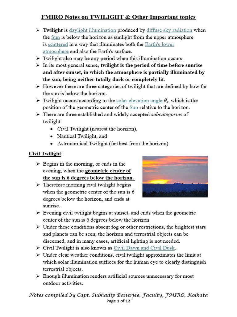 Notes On Twilight - Updated 15.04.25 | PDF | Twilight | Dawn