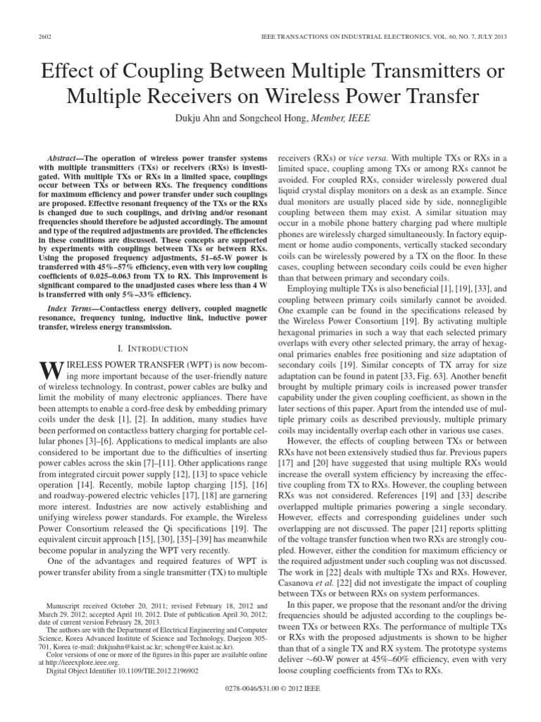 Effect of Coupling Between Multiple Transmitters or Multiple Receivers On Wireless Power ...