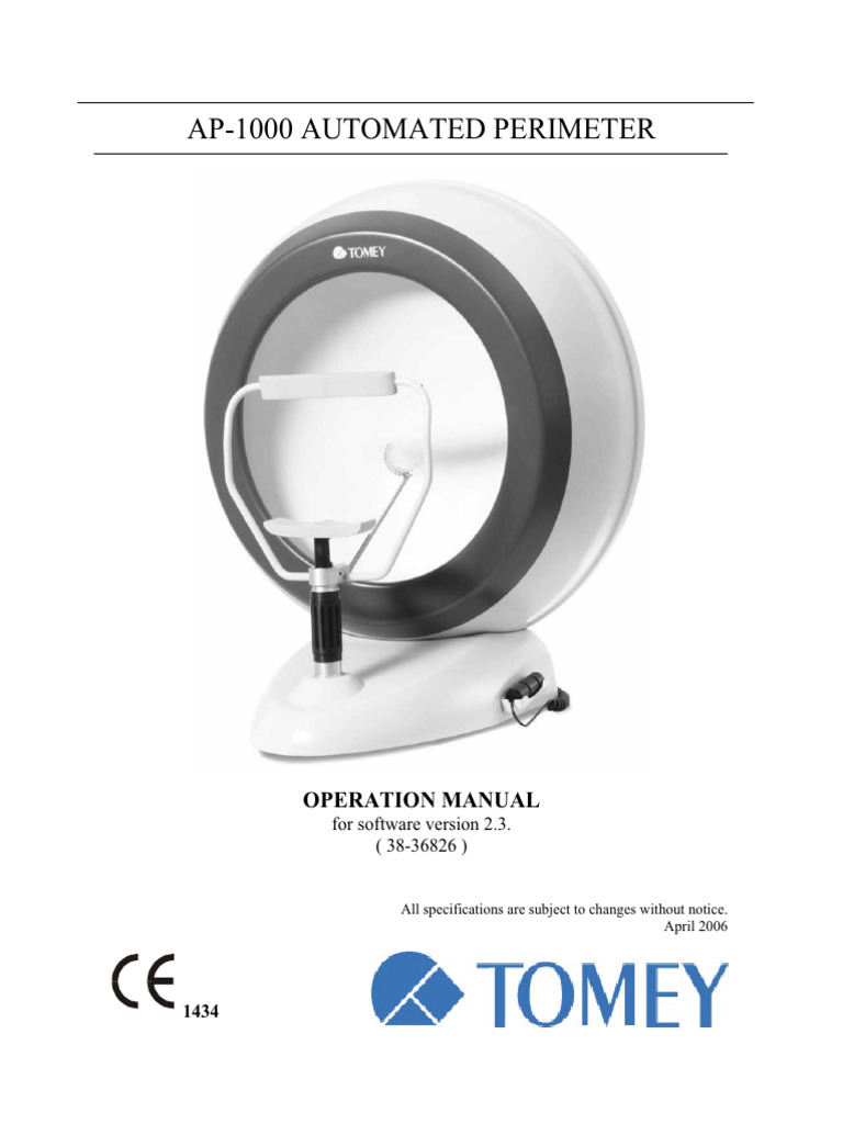 Tomey AP-1000 Perimeter Manual v2.3 | PDF | Electrical Connector ...