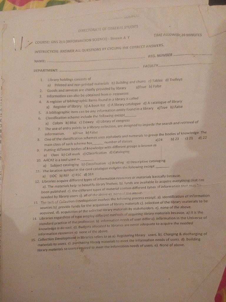 GNS 211 Past Q | PDF