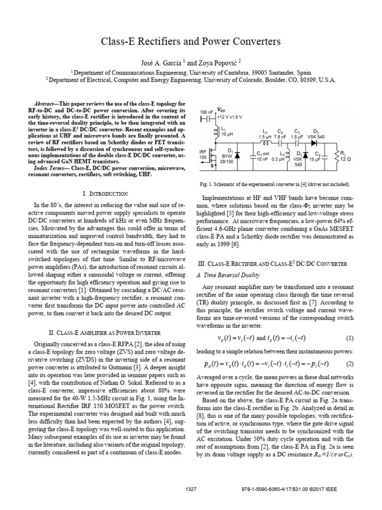 Class-E Rectifiers and Power Converters | PDF | Rectifier | Power Inverter