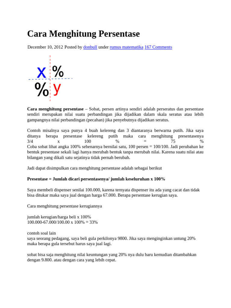 Matematika Dasar III Cara Menghitung Persentase | PDF